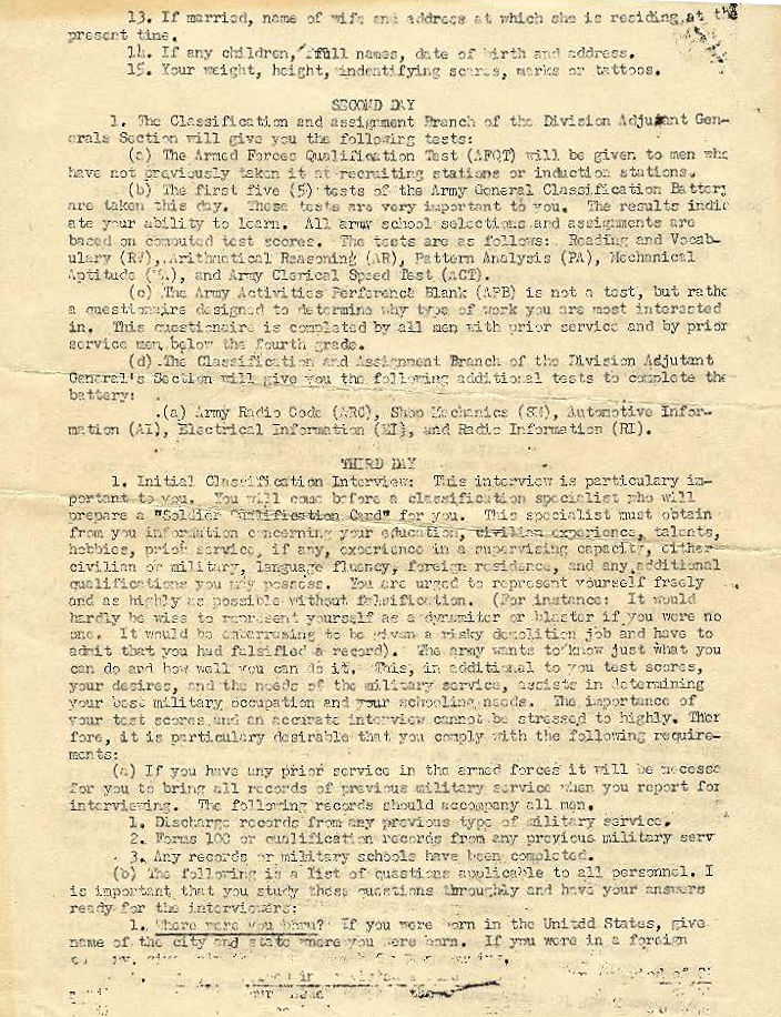 Processing Letter, 101st Airborne – The John Tubinis File